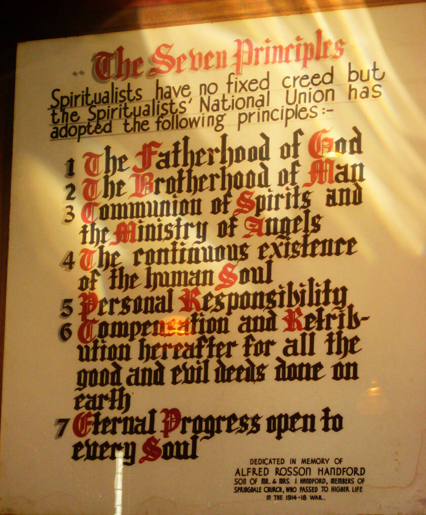 Seven Principles of Spiritualism – Springdale Church, Toronto